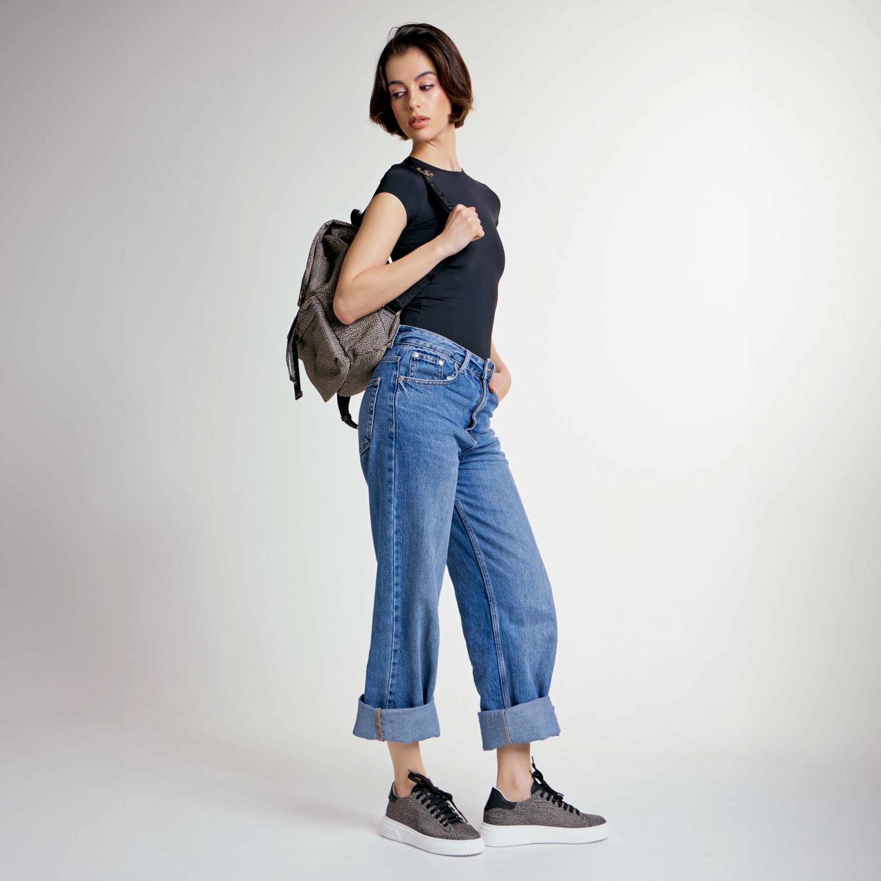 Borbonese 940 Sneakers Δίπατα - Μπεζ/Μαύρο – galleria di scarpe