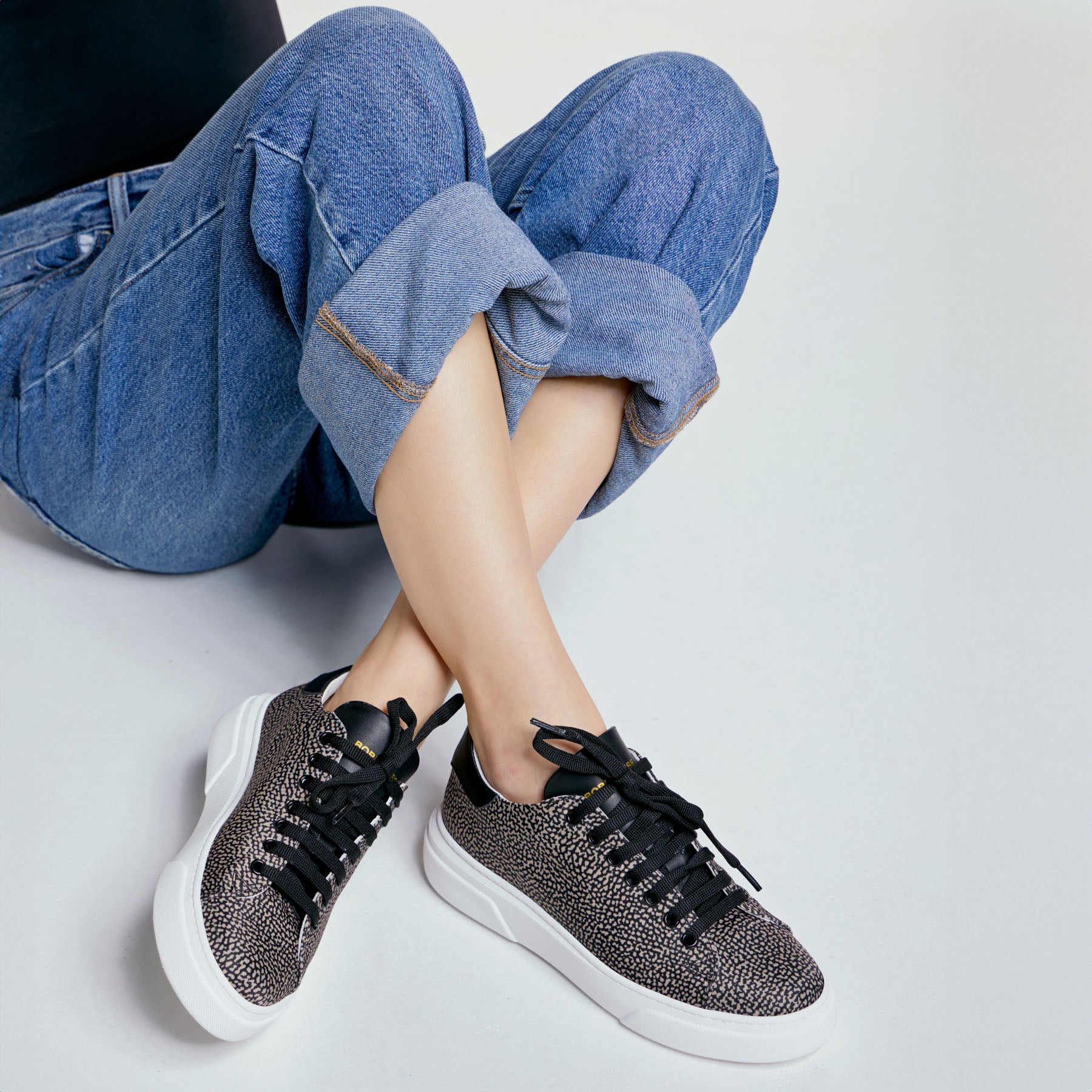 Borbonese 940 Sneakers Δίπατα - Μπεζ/Μαύρο – galleria di scarpe